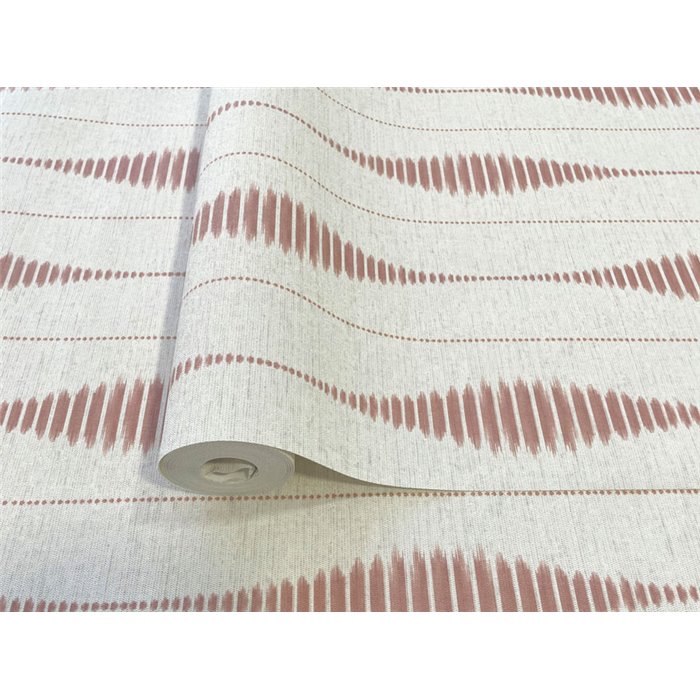 Papel pintado ikat con patrón de rayas color terracotta | Eternity 213-3