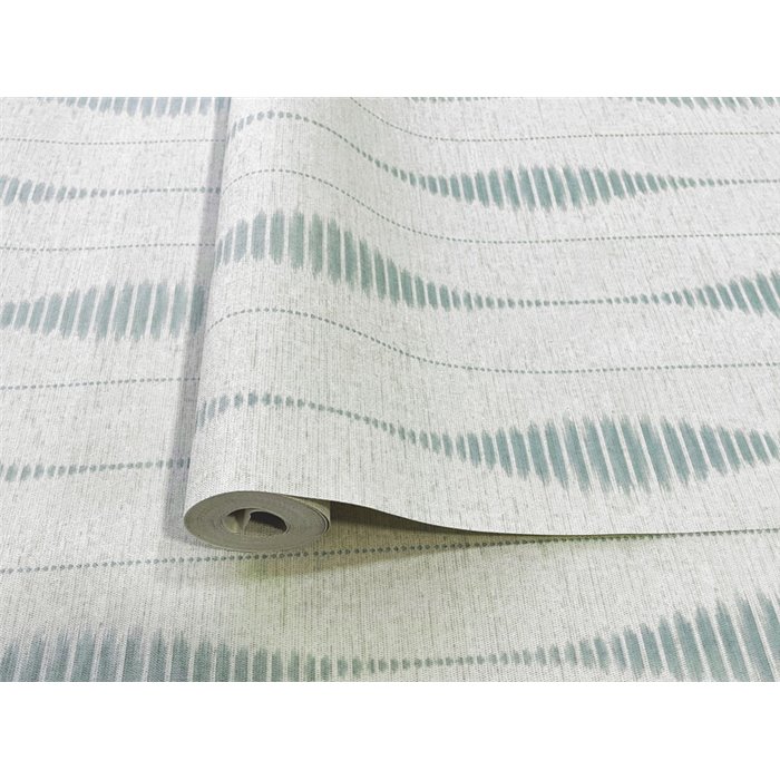 Papel pintado de rayas diseño ikat azul verdoso | Eternity 213-4